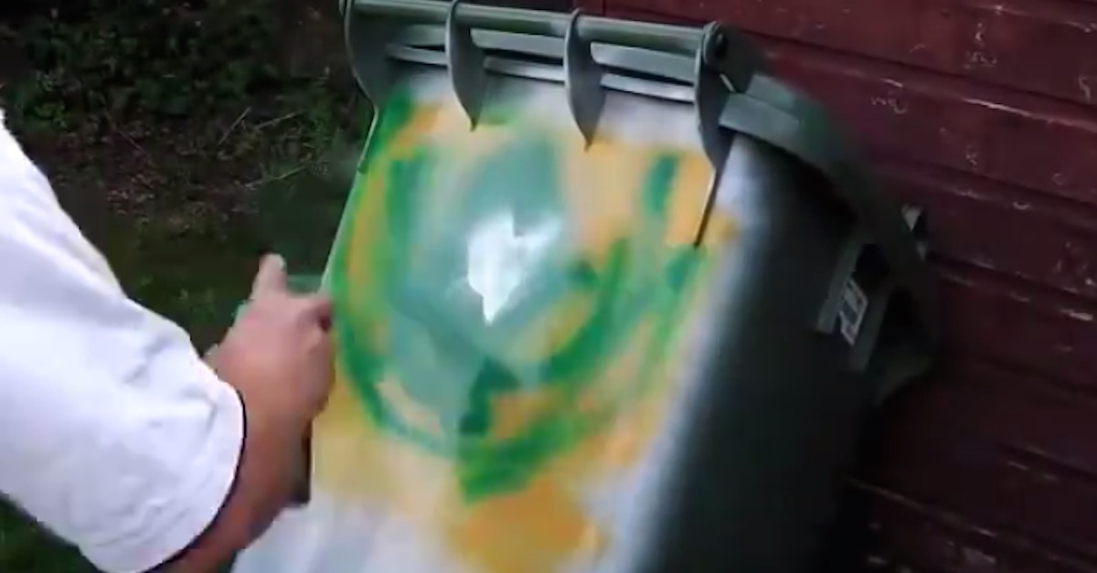 He Sprays Yellow And Green Paint On A Garbage Can, But Watch What He ...