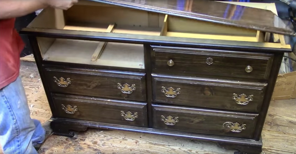 He Rips Off The Top Of An Old Dresser, But What He Cuts Out Next ...