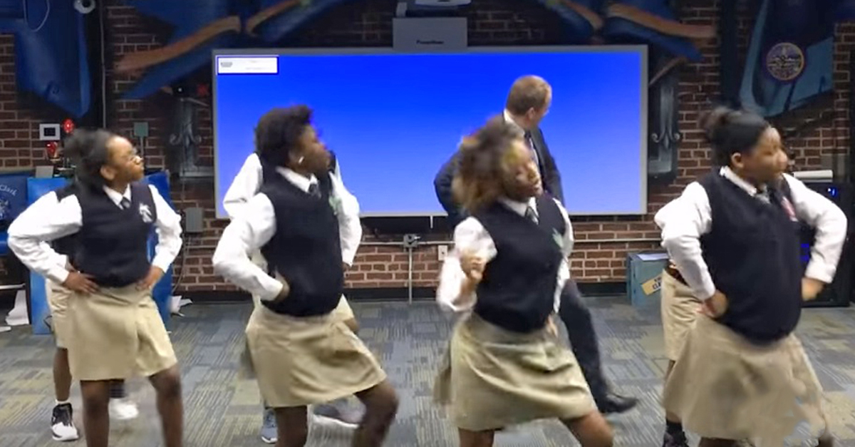 8 Kids In School Uniforms Line Up For A Dance. Now Watch The Man In The ...