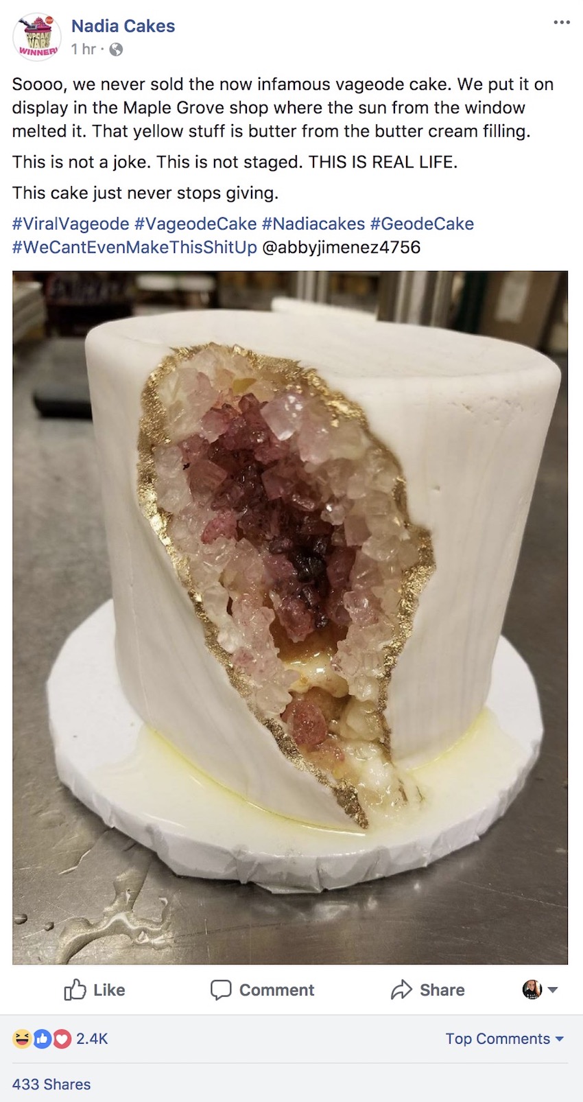Bakery Makes Geode Cake That Some Think Looks Like A Vagina ...