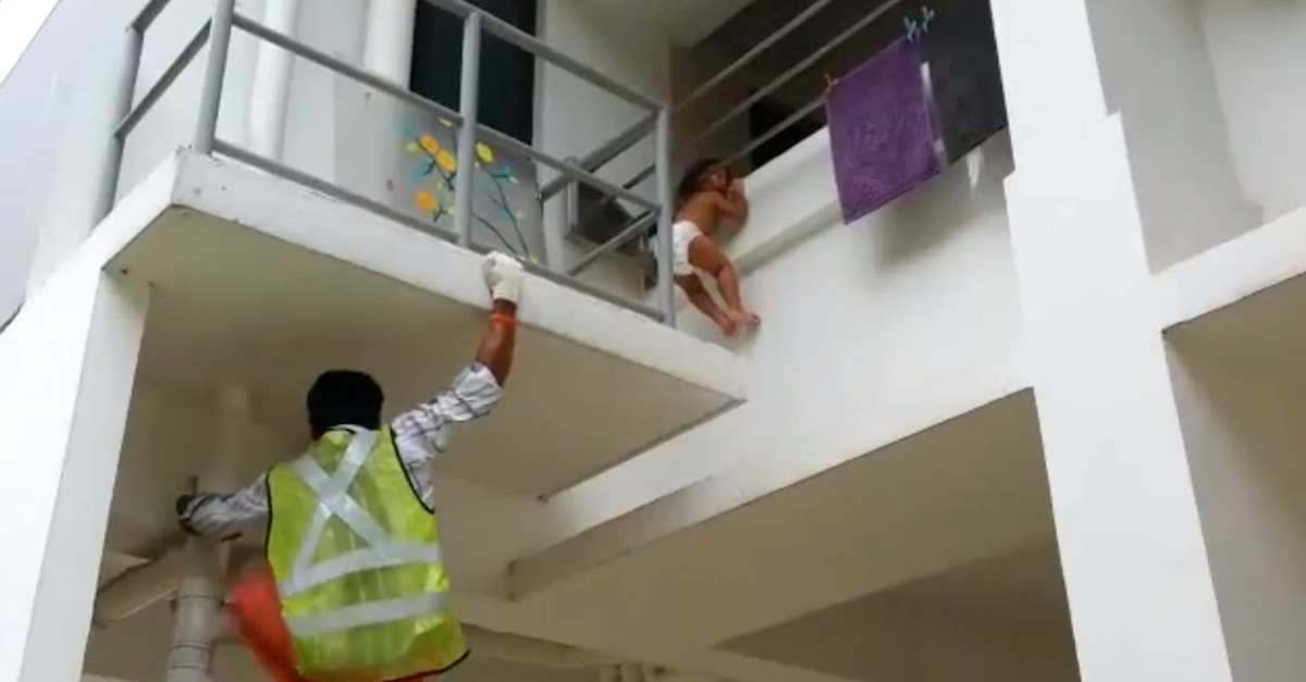 This Toddler Is Dangling From The Ledge. Watch What The Man Does ...