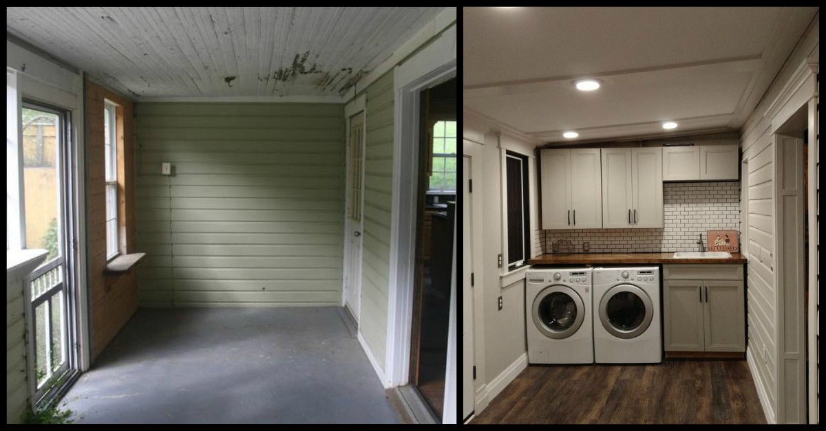 Dad Turns Ugly Sunroom Into Huge Laundry Room | LittleThings.com