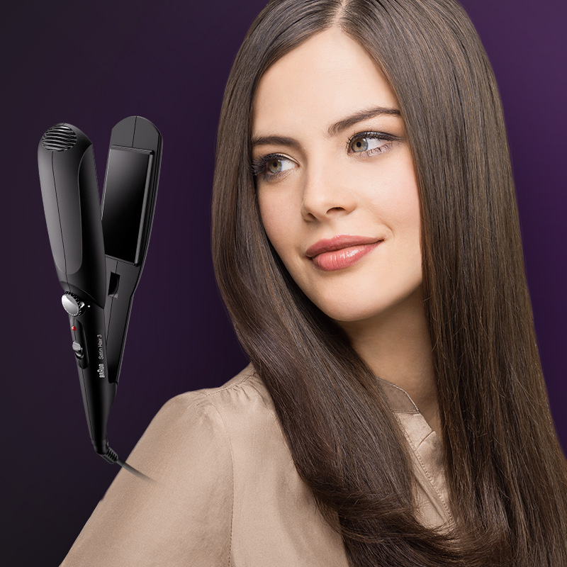 The Braun Satin Hair 3 Wide plates straightener is extra wide for fast ...