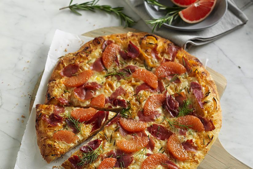 Rosemary Prosciutto Pizza with Spicy Grapefruit Caramelized Fennel and ...