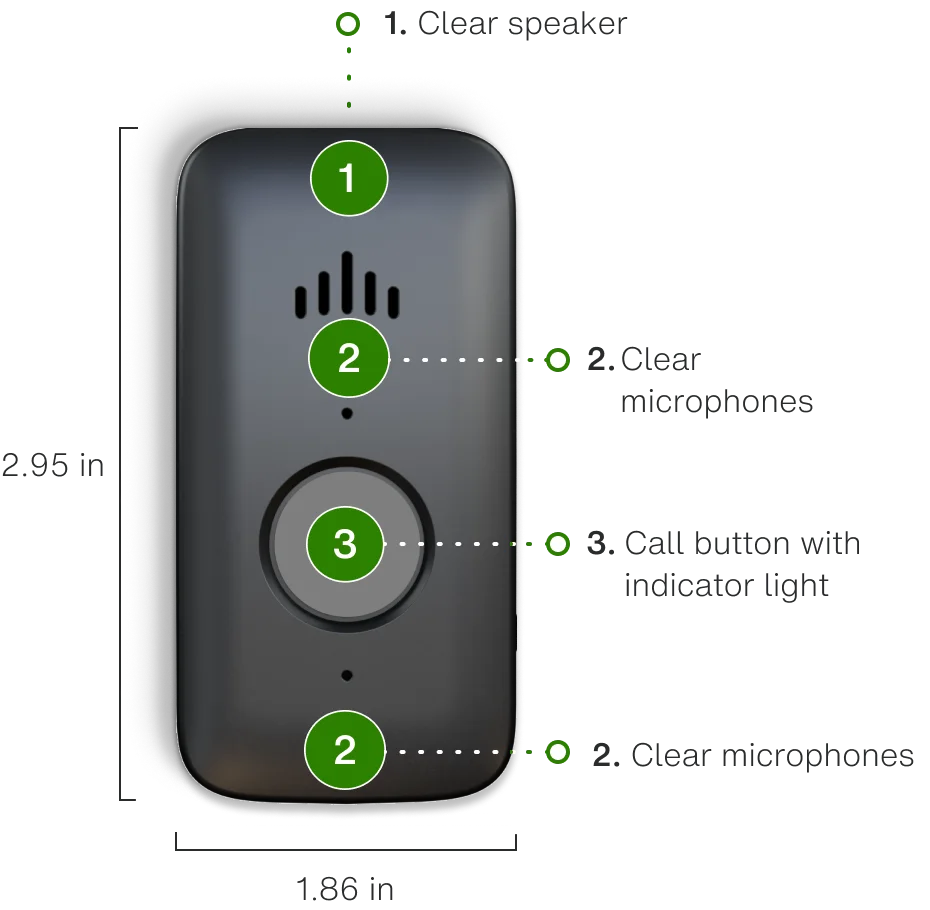 24/7 emergency support medical alert necklace and clip.