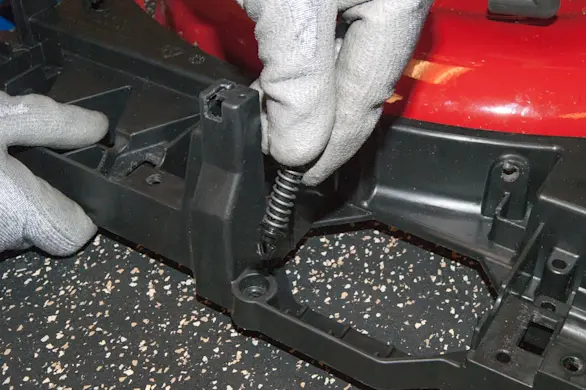 How to replace a lawn mower front deck tray | Repair guide