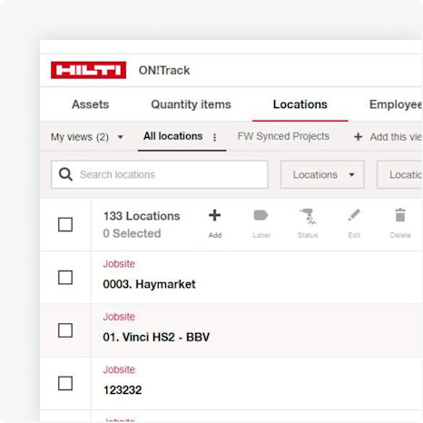 Integration Page - Hilti ON!Track | Fieldwire by Hilti