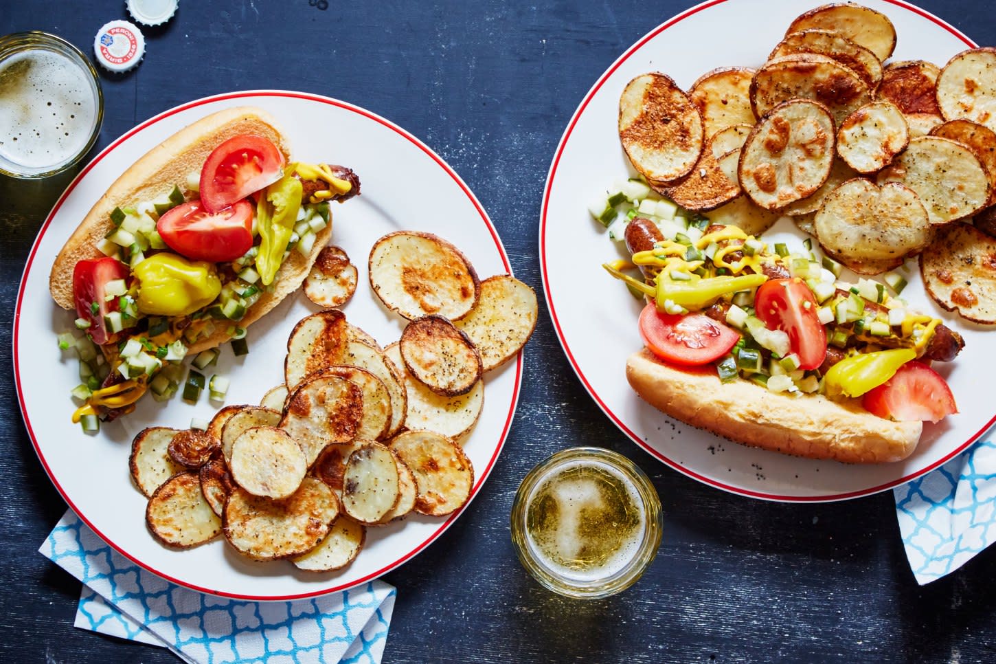 Charred Hot Dogs with Baked Potato Chips | Martha & Marley Spoon