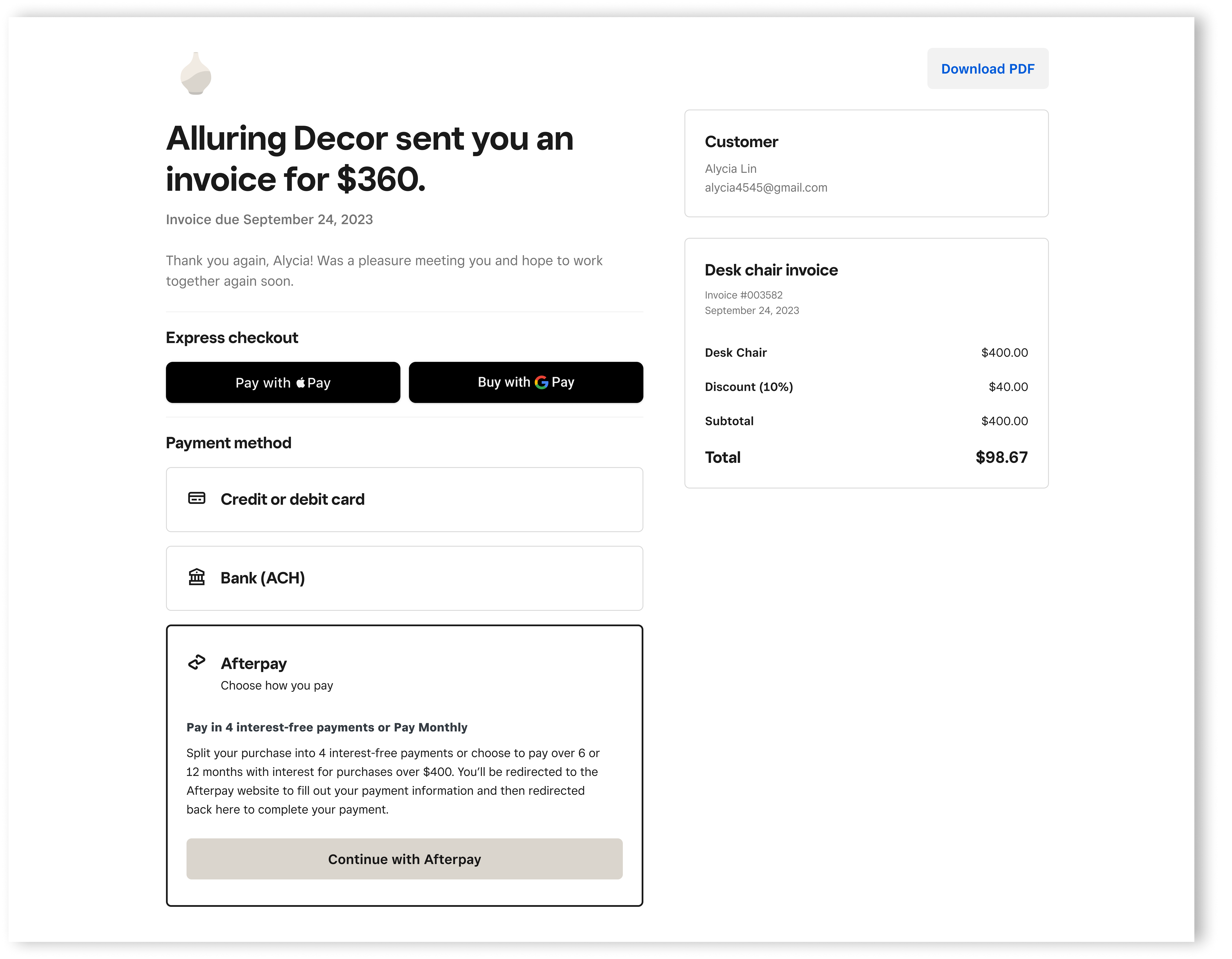 Acepta Afterpay con Facturas Square | Centro de Atención al Cliente de ...