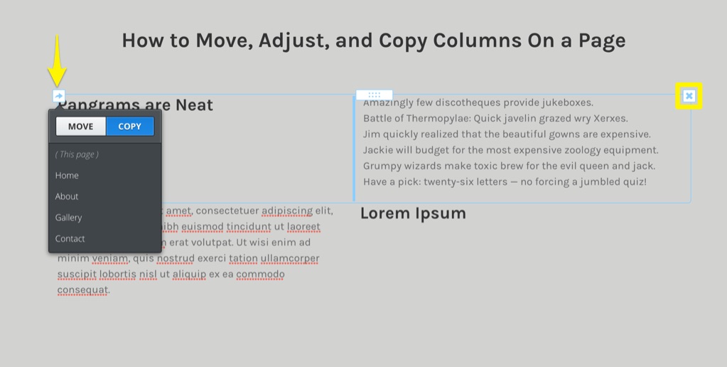 Working With Columns | Weebly Support - US
