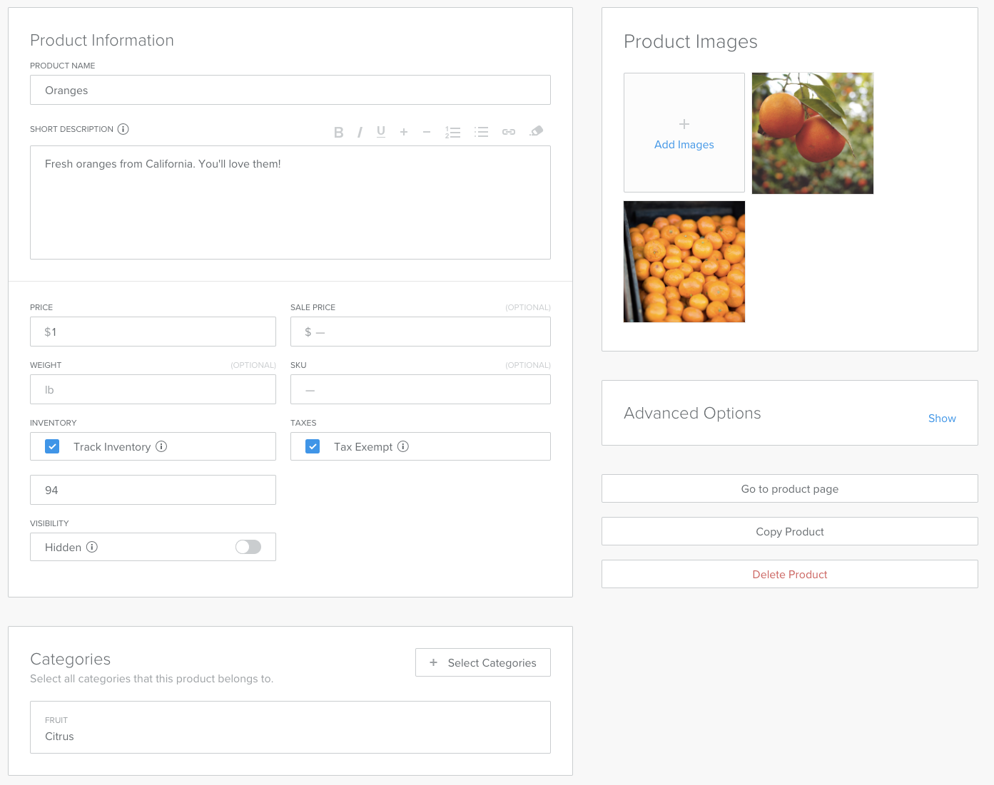 Add a Long Description or Other Elements to an Item Page | Weebly ...