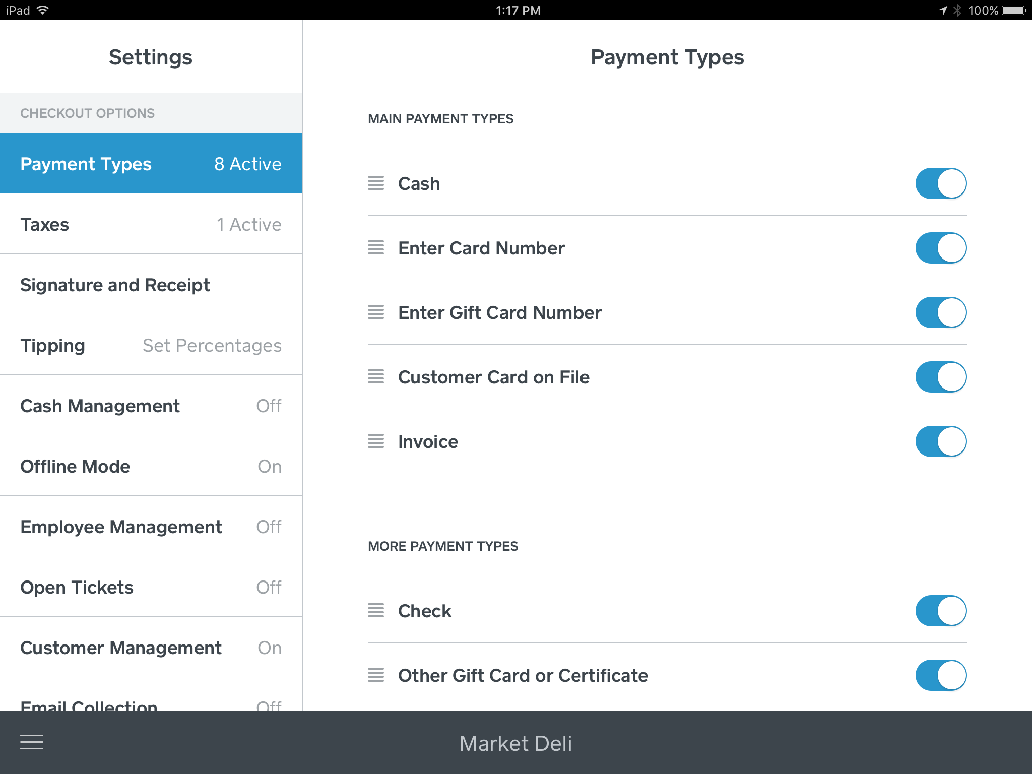 Administre los tipos de pagos con la aplicación Square | Atención al ...