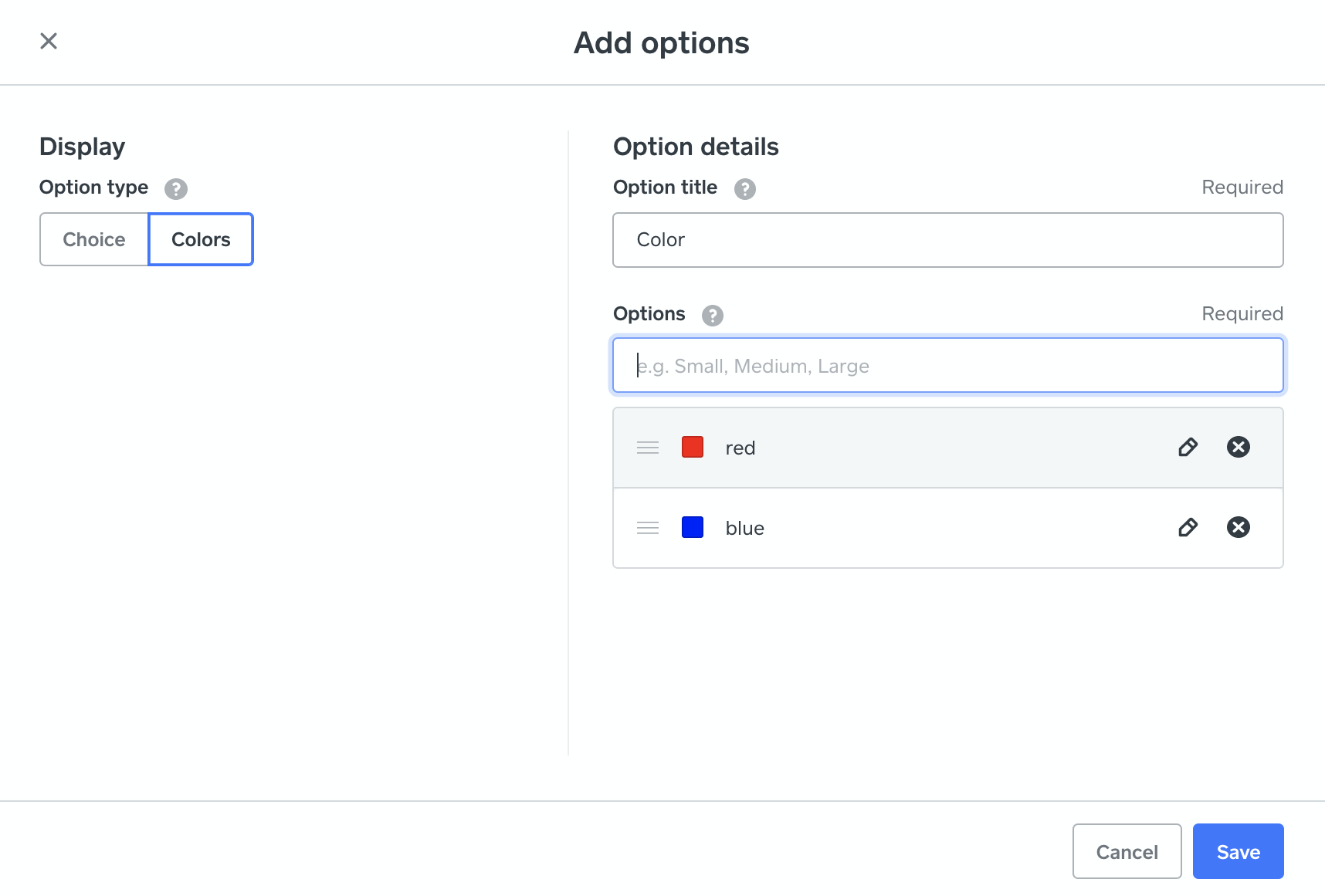 Add Selectable Options to an Item | Weebly Support - US