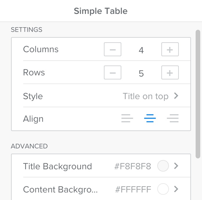 Simple Table | Weebly Support - US