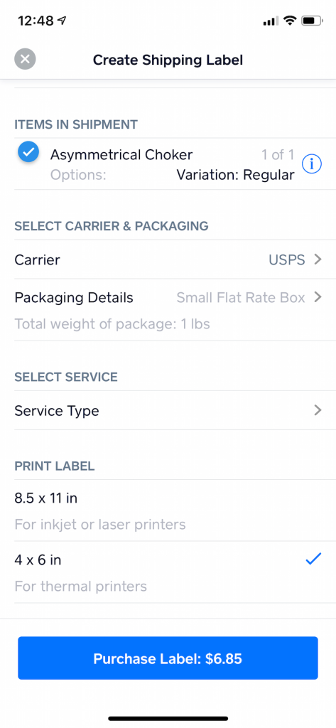 Print Shipping Labels Using the iOS App | Weebly Support - US