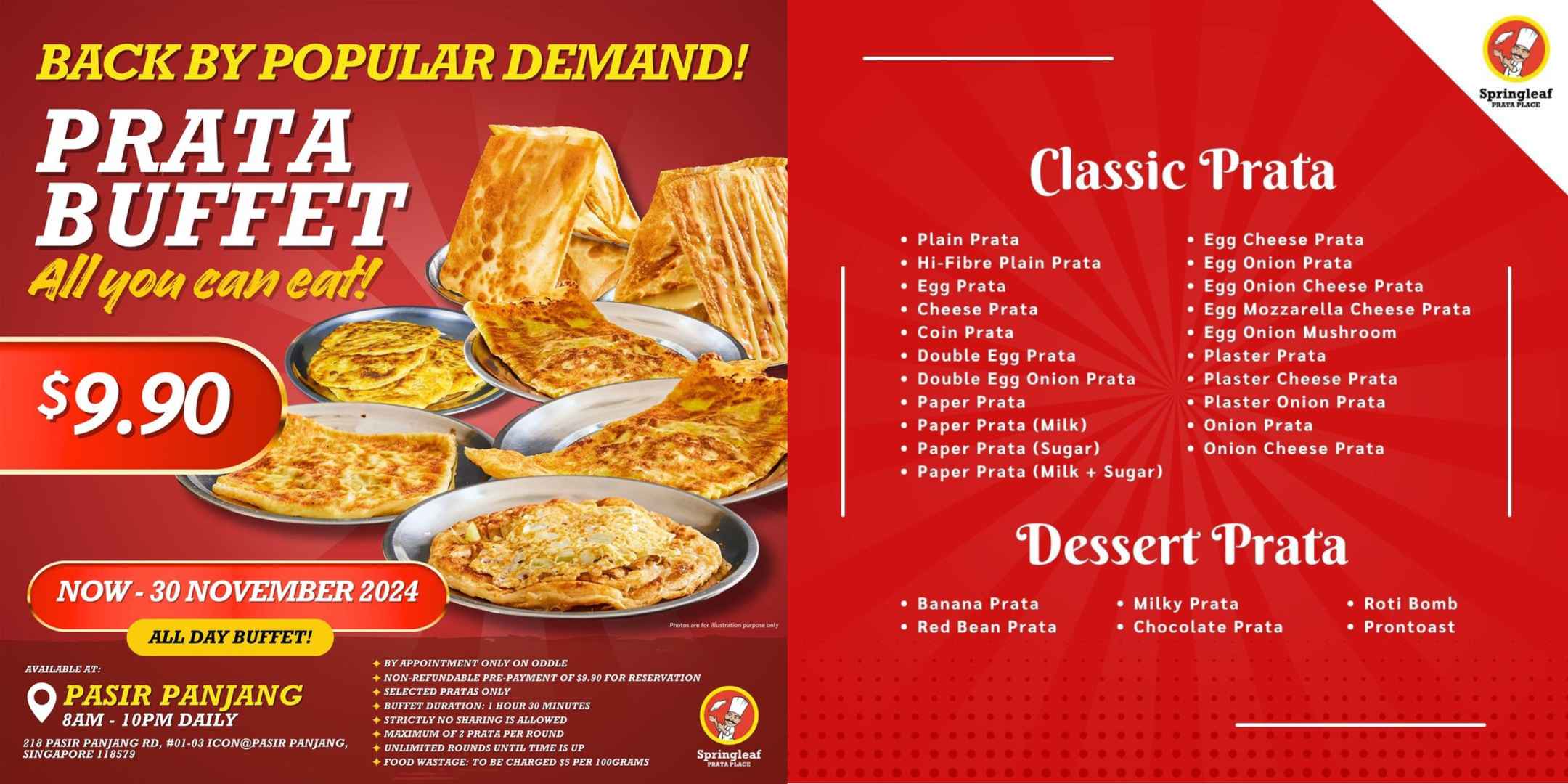 Unlimited Prata Buffet Awaits – Reserve Your Spot Now!