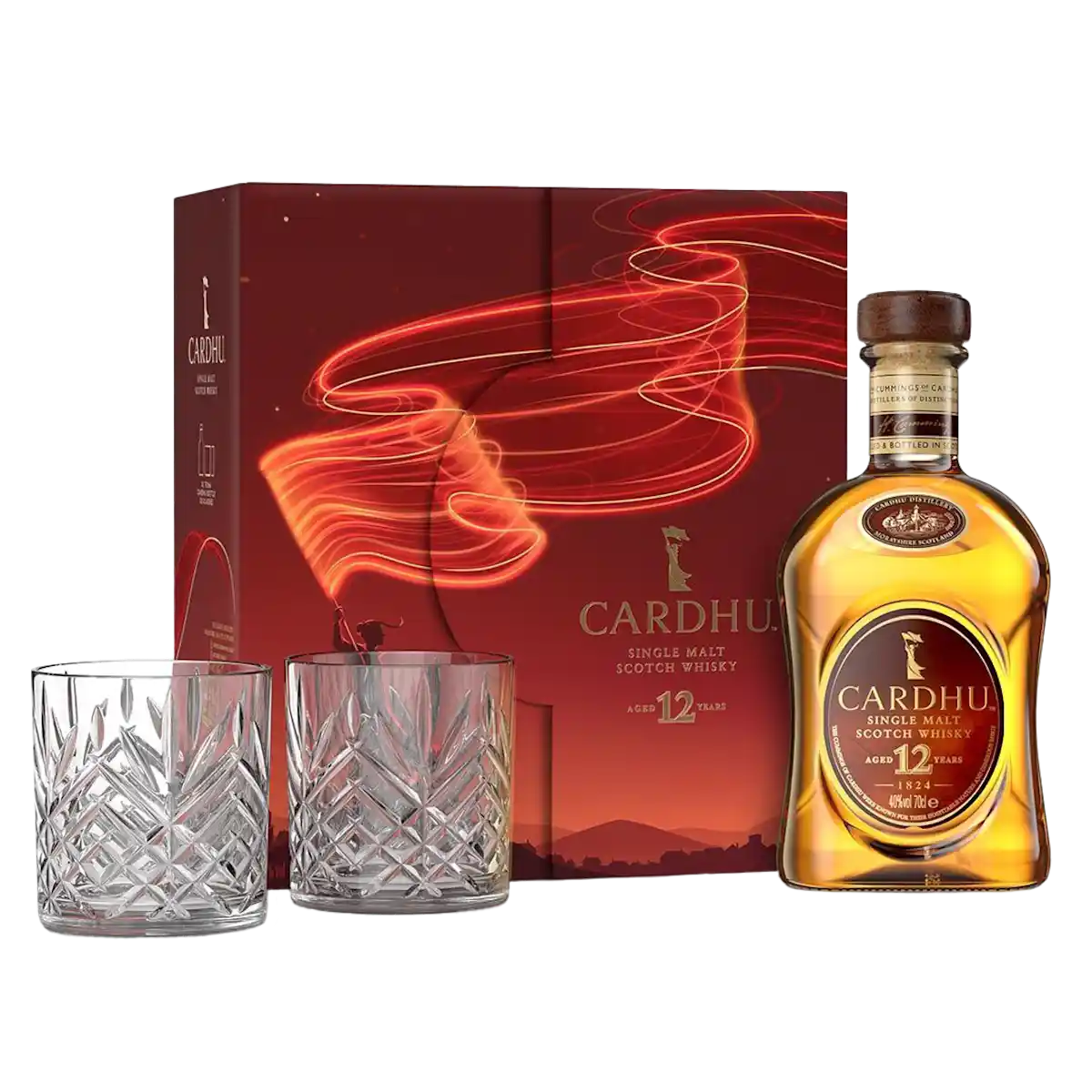 Cardhu 12 YO Single Malt Scotch Whisky 70cl Giftpack 2 Glass | Malts