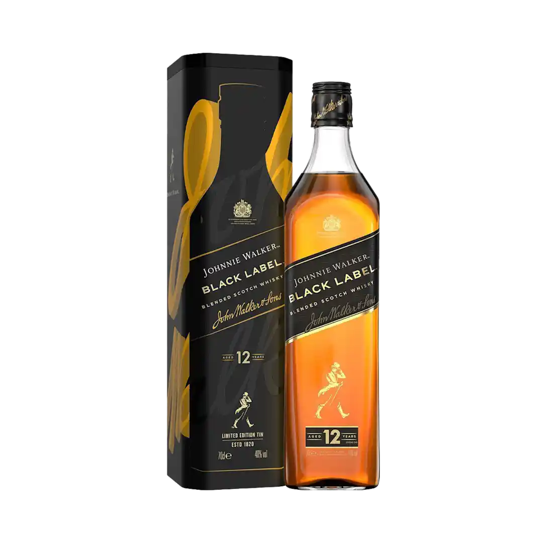 Johnnie Walker Black Label Scotch Whisky 70cl with Gift Tin