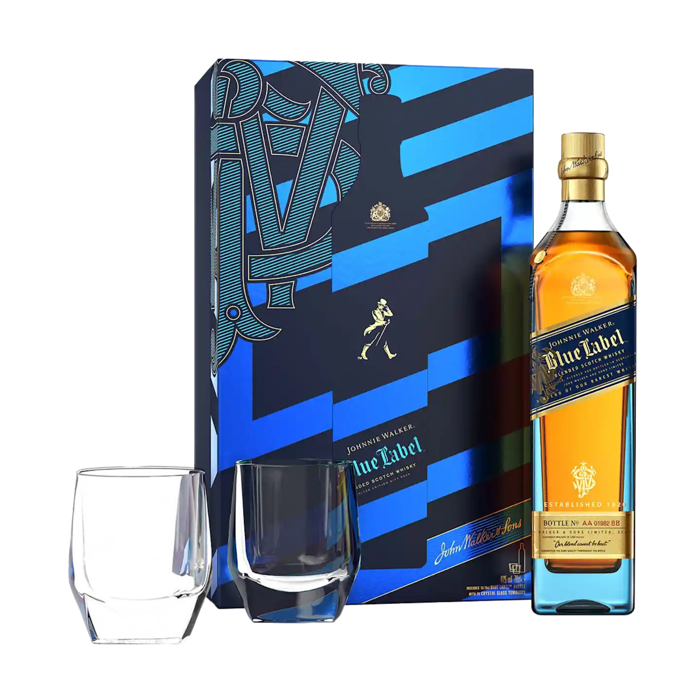 Johnnie Walker Blue Label 70cl Giftpack with 2 x Crystal | Malts GB