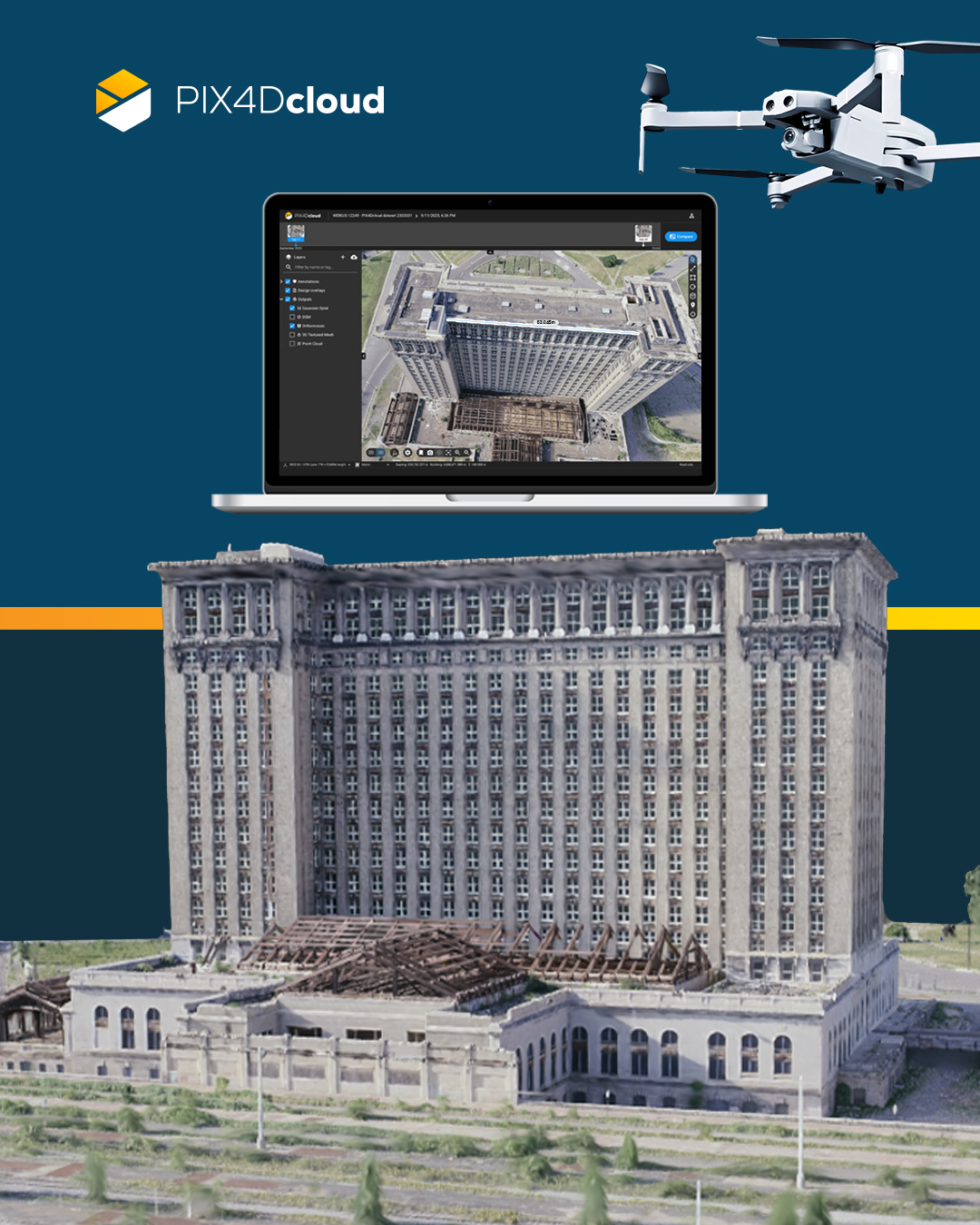 PIX4Dcloud has georeferenced Gaussian Splatting for drones | Pix4D