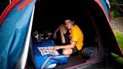 Meet 'The Boy In The Tent' preparing to go inside after three years of ...