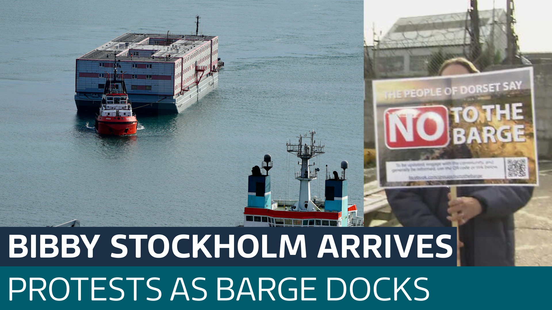 Protests as controversial barge to house asylum seekers docks in ...