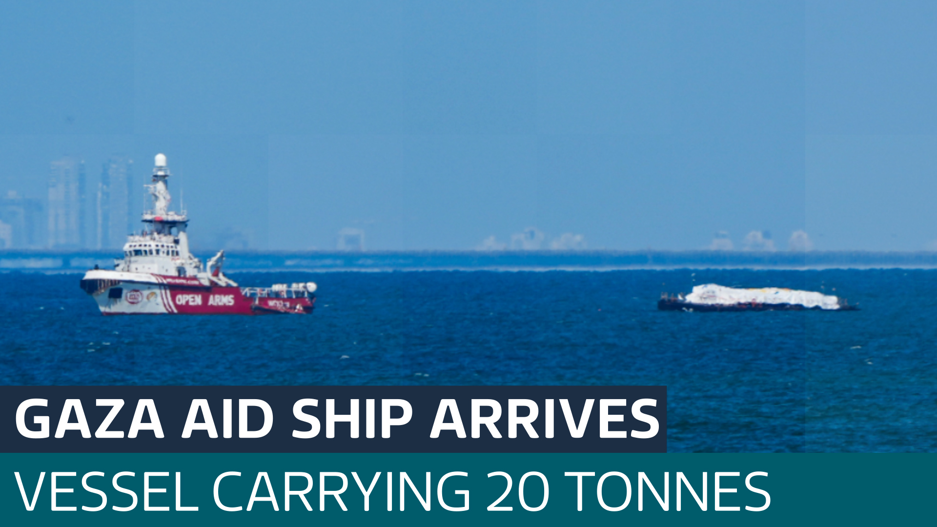 Aid begins to be unloaded from ship moored off the coast of Gaza ...