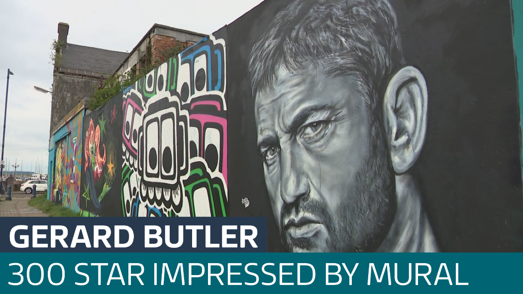 Hollywood star Gerard Butler impressed by Bangor mural - Latest From ...