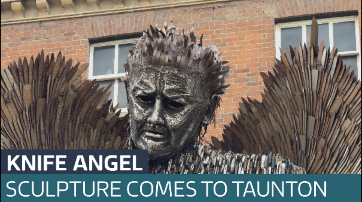 A statue made from 100,000 knives collected by police is unveiled in ...