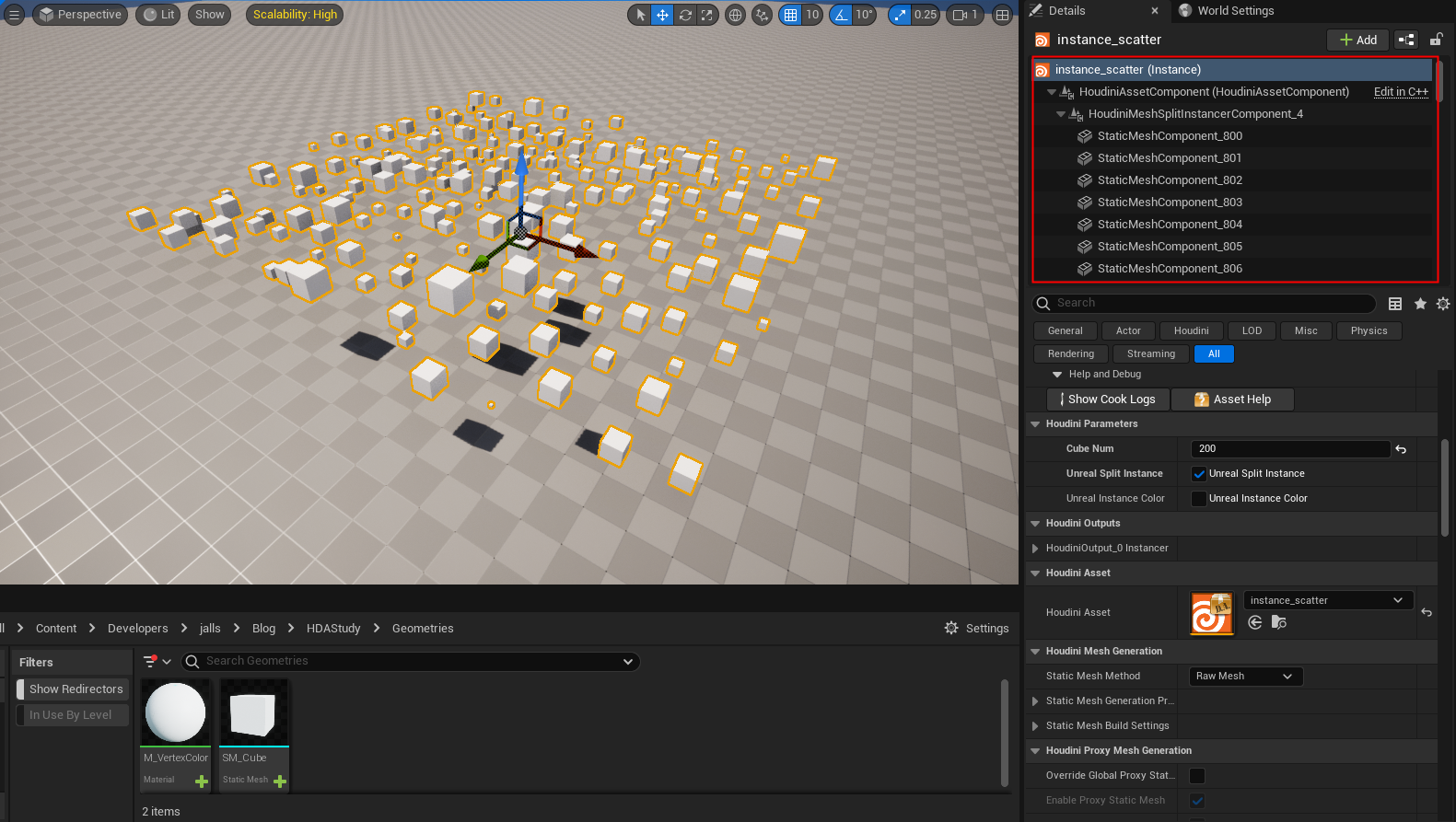 unreal_split_instancesで半プロシージャルのススメ | Alche, Inc