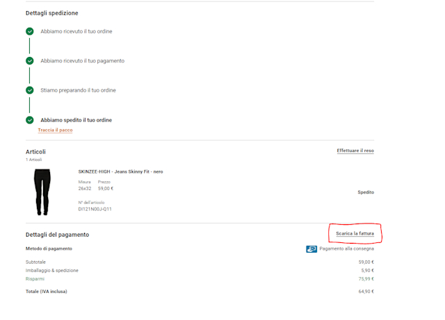 Dove posso trovare una copia della mia ricevuta?