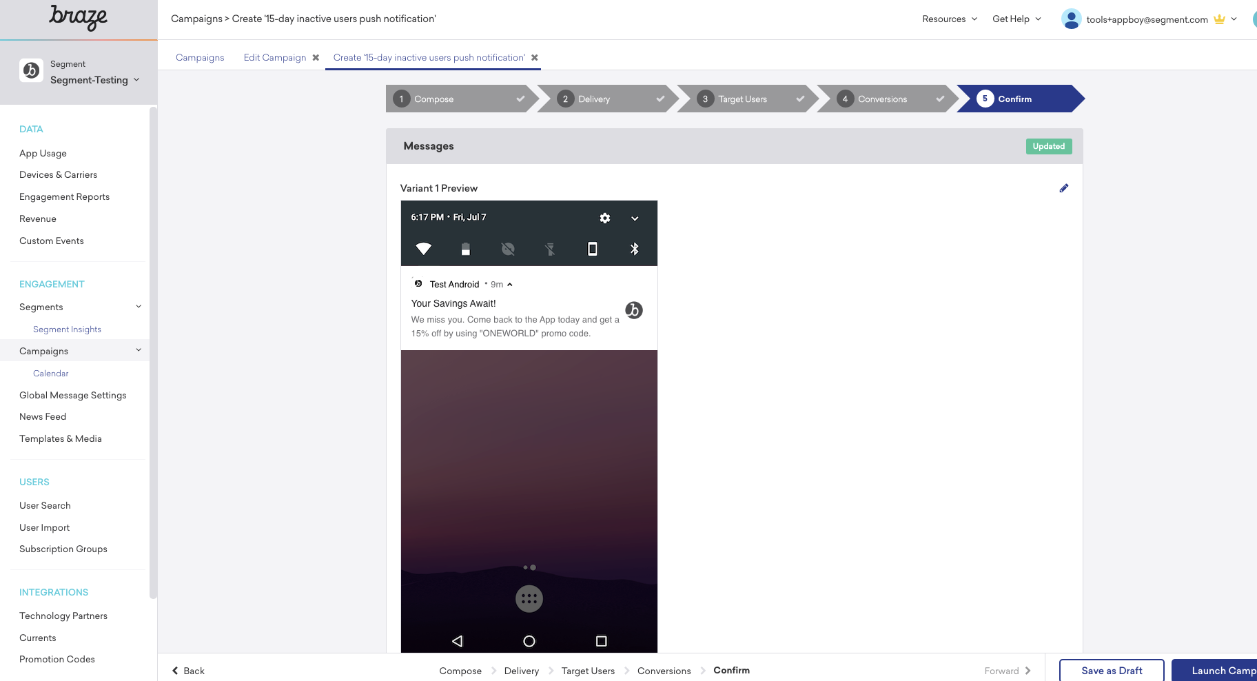 Improve product retention rates with targeted push notifications