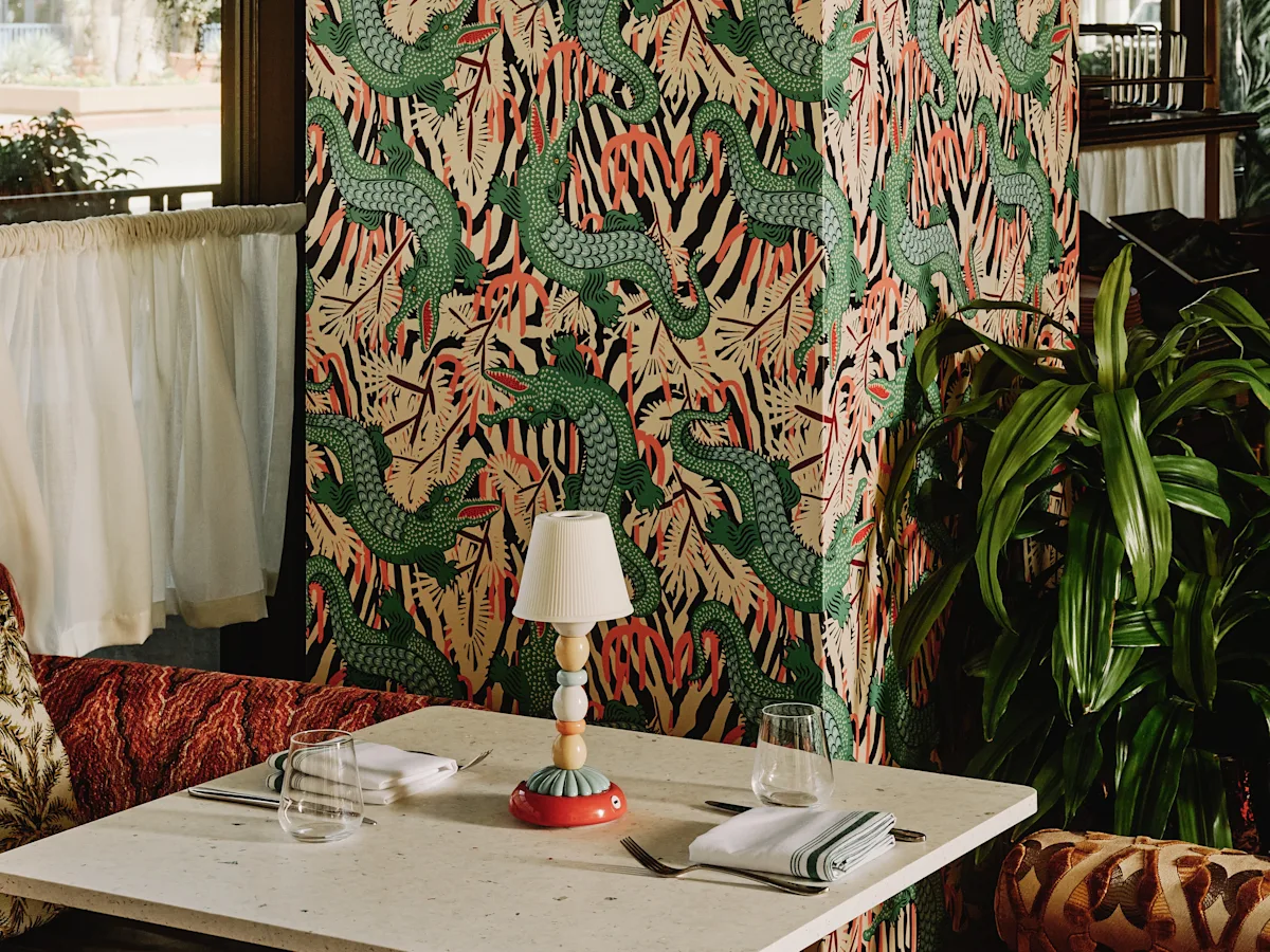 Hand Drawn irregular Wavy Vertical Stripes Oyster Bay Oyster Bar L Wall...