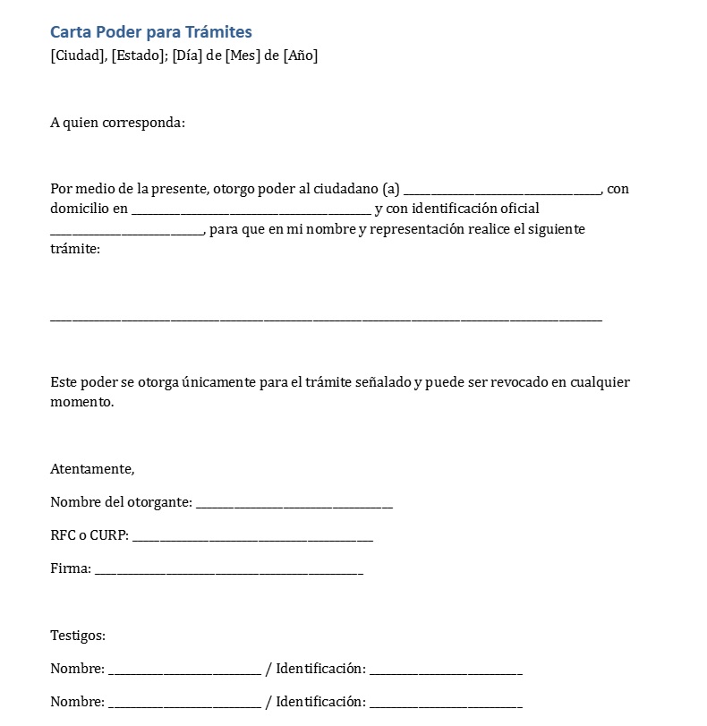 Carta Poder para Trámites