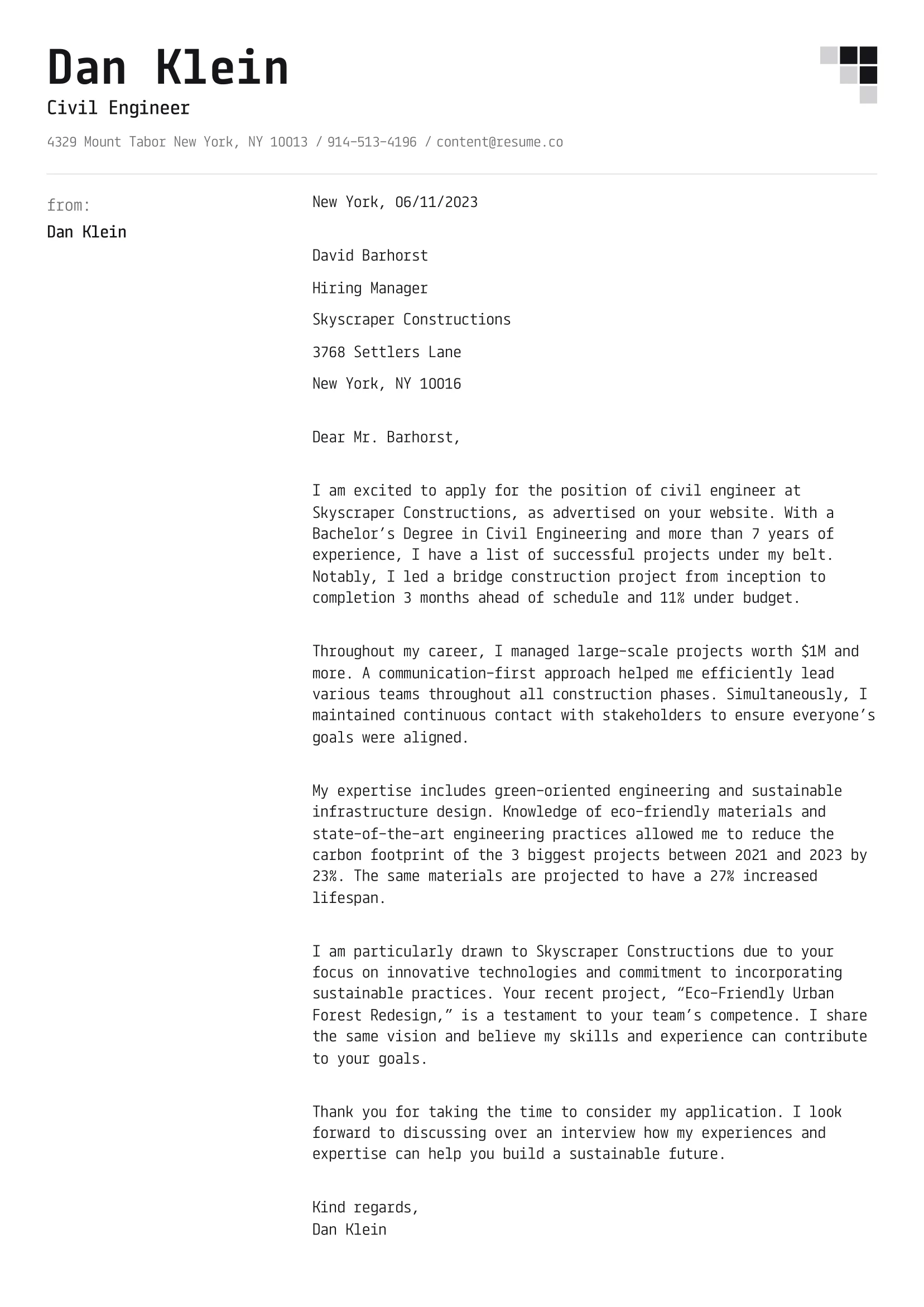 How to Write an Expert Civil Engineer Cover Letter [w/ Examples]