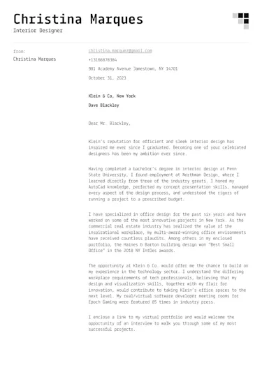 How to Craft a Standout Interior Designer Cover Letter [in 2023]