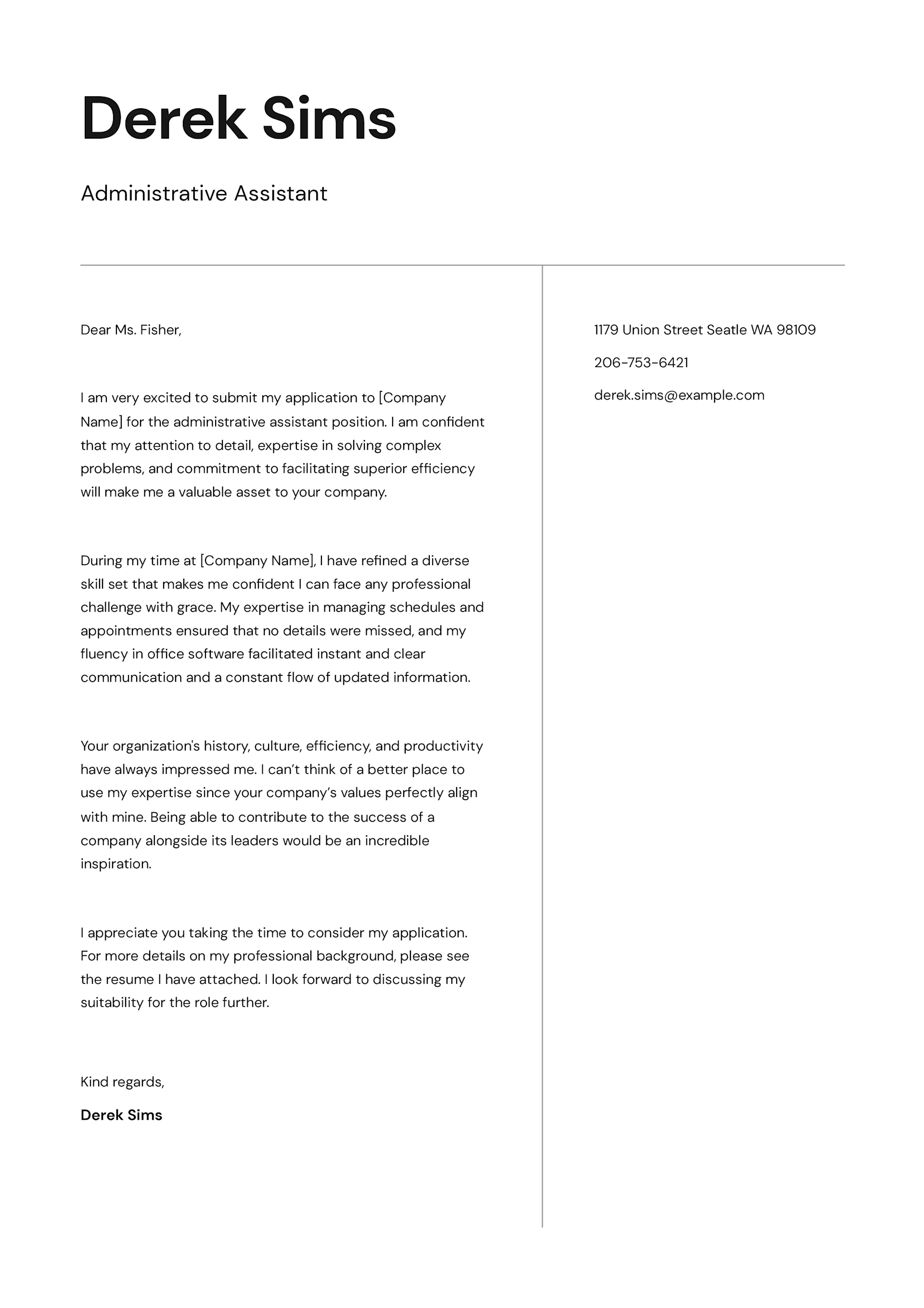 Administrative Assistant Cover Letter Example + Tips [Full Guide]