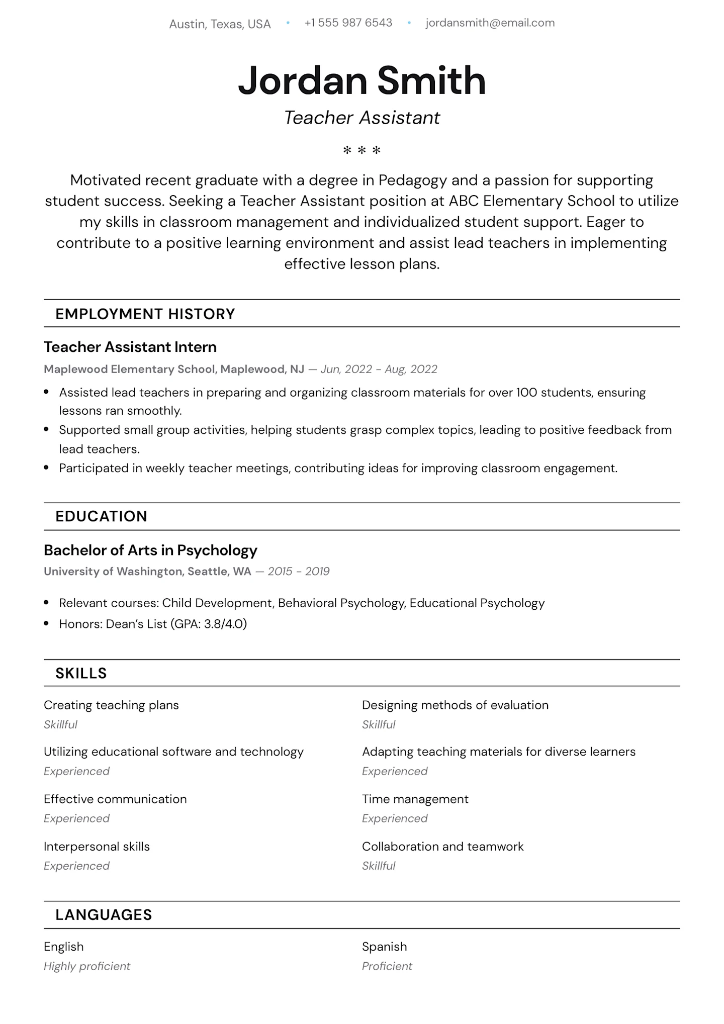 Teacher Assistant Resume: Writing Guide w/ Examples & Tips