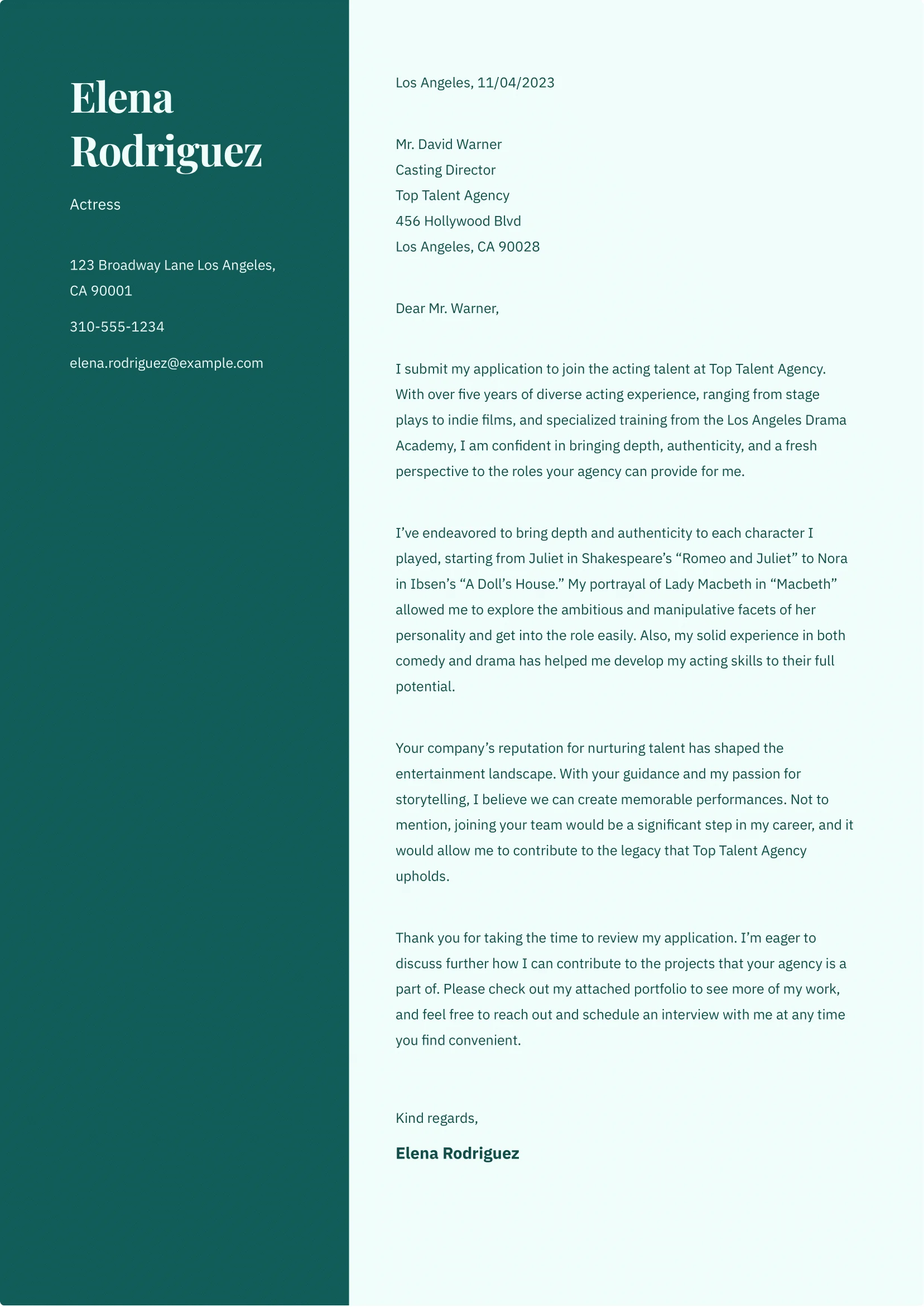 Drafting an Acting Cover Letter: Example & Writing Tips