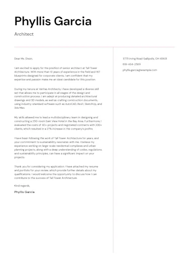 Architecture Cover Letter: Writing Guide [w/ Tips and Examples]