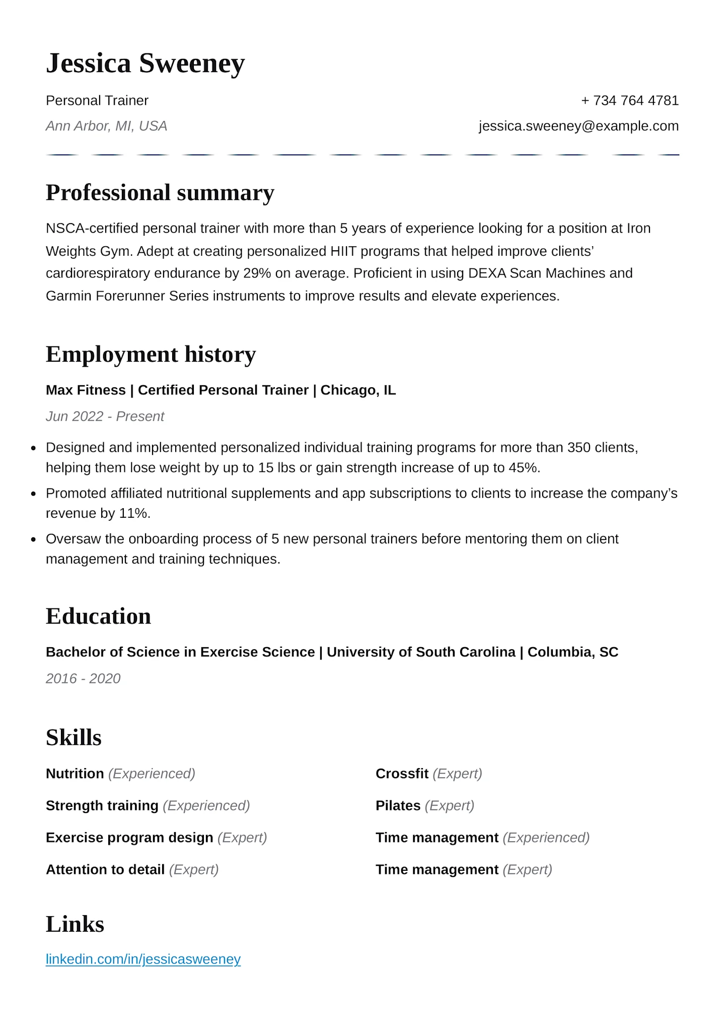 Create a Powerful Personal Trainer Resume [+Tips & Examples]