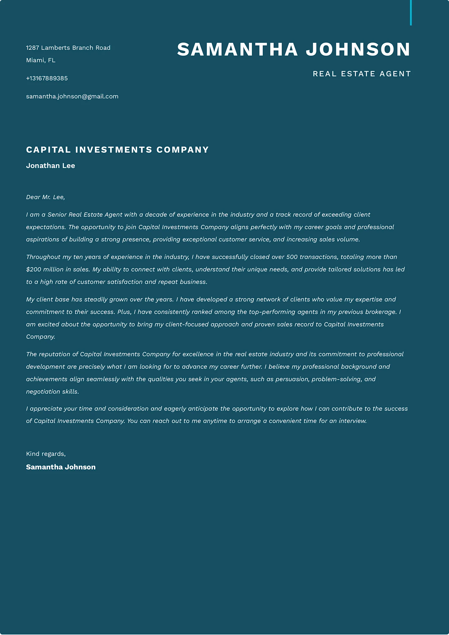 Real Estate Agent Cover Letter: Full Guide w/ a Sample