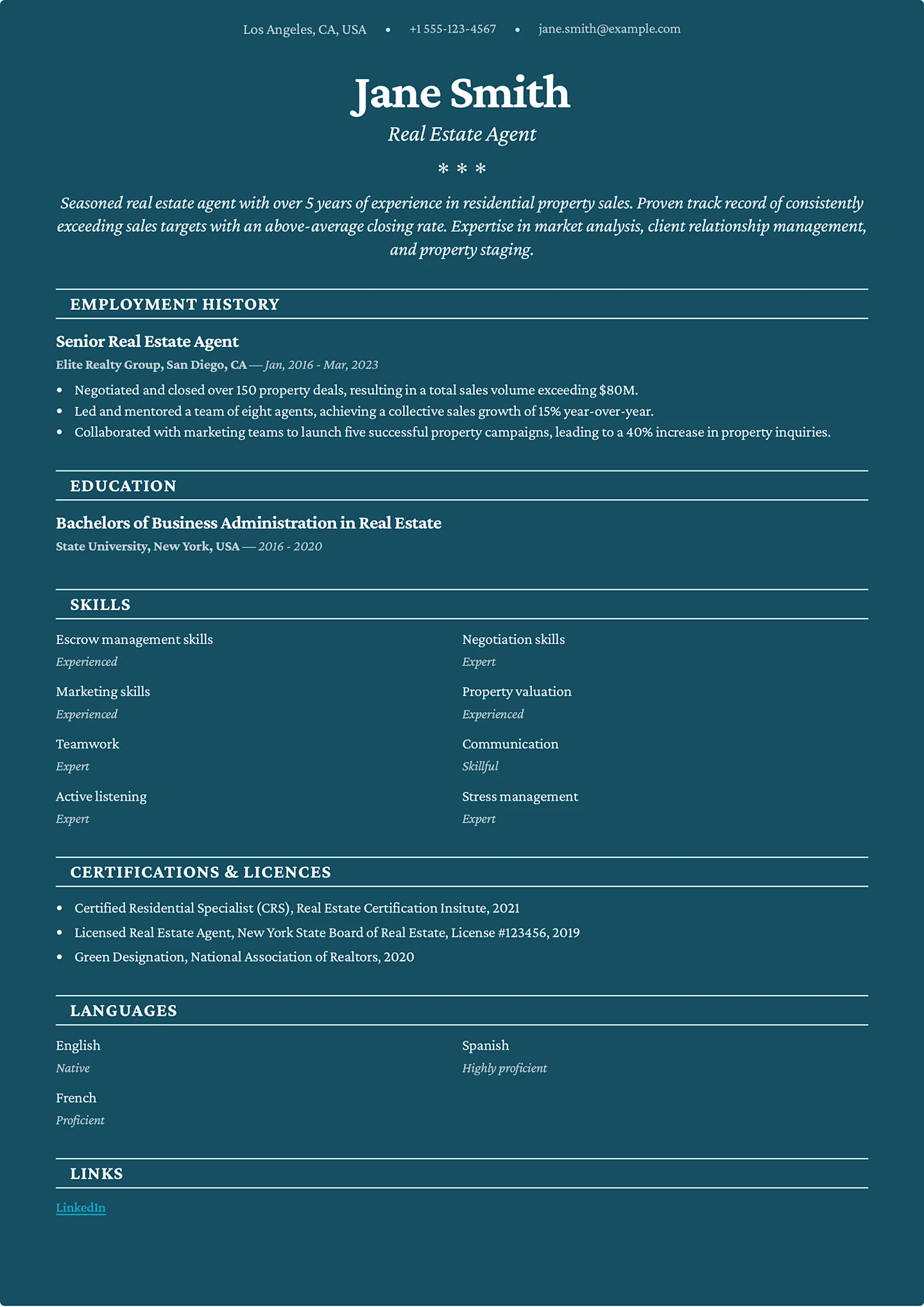 Real Estate Agent Resume: Full Writing Guide + Example & Tips