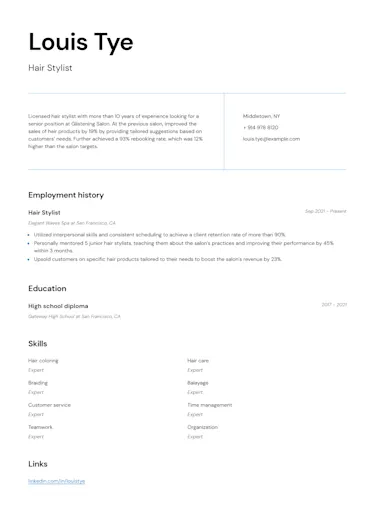 Inspiring Hair Stylist Resume Examples [w/ Tips & Writing Guide]