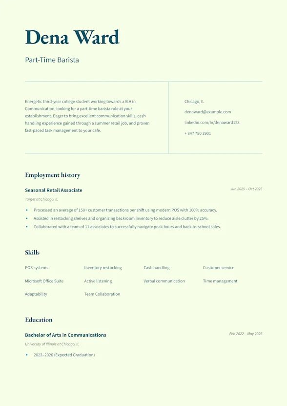 Part-Time Job Resume: Examples & How to Write One in 2026