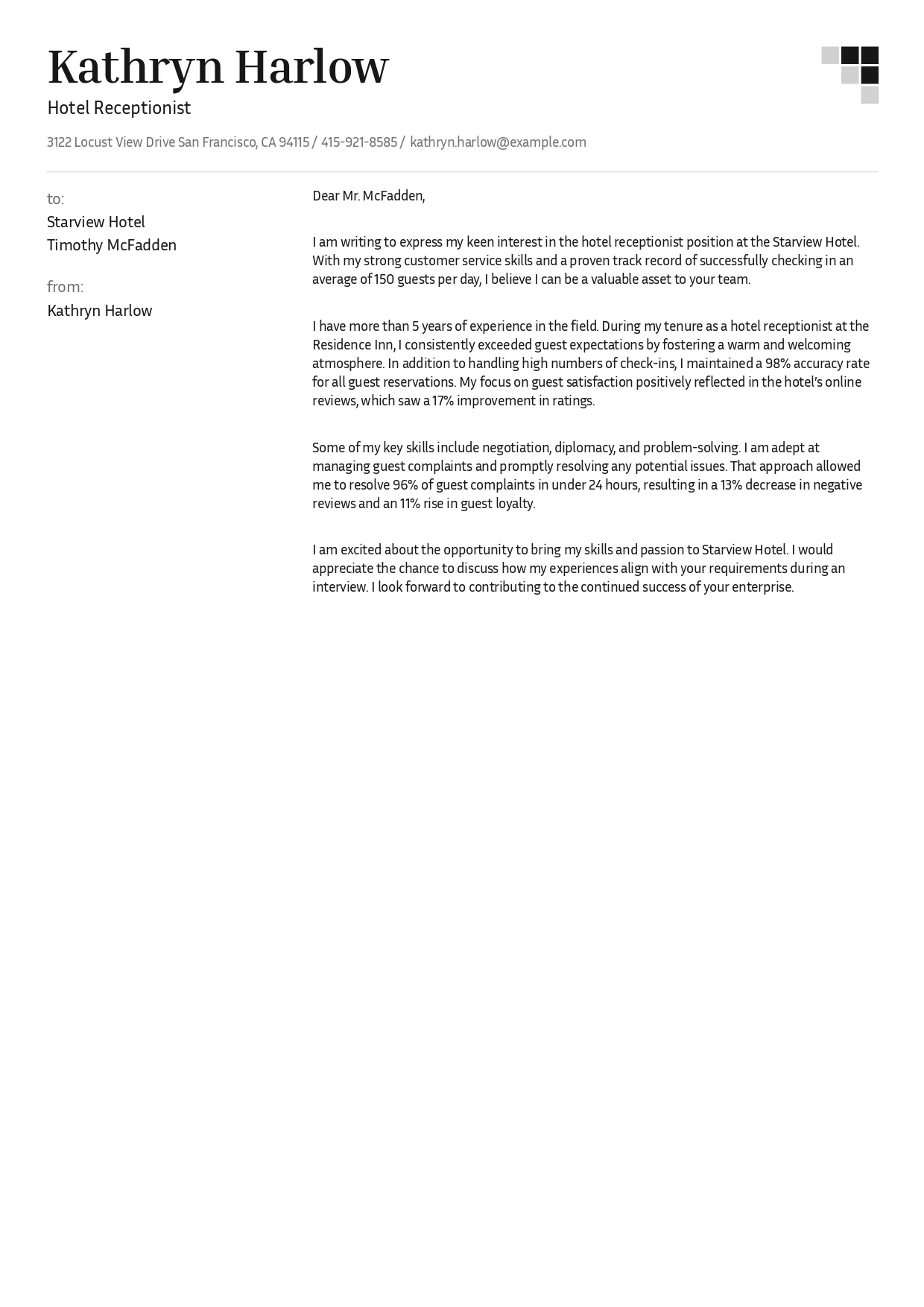 Receptionist Cover Letter Writing Guide [w/ Tips and Examples]