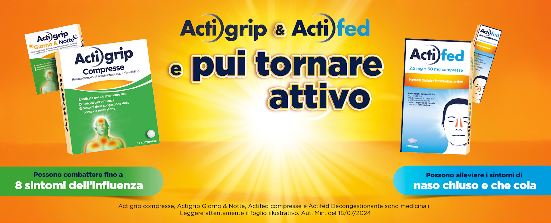 La linea completa per l’influenza e il raffredore| Actigrip&Actifed