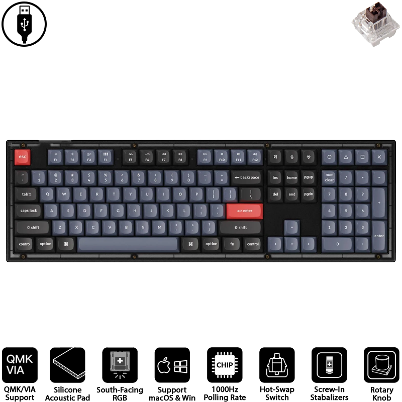 Keychron V6 Fully Assembled Knob Version (Translucent) @ TK Computer KH ...