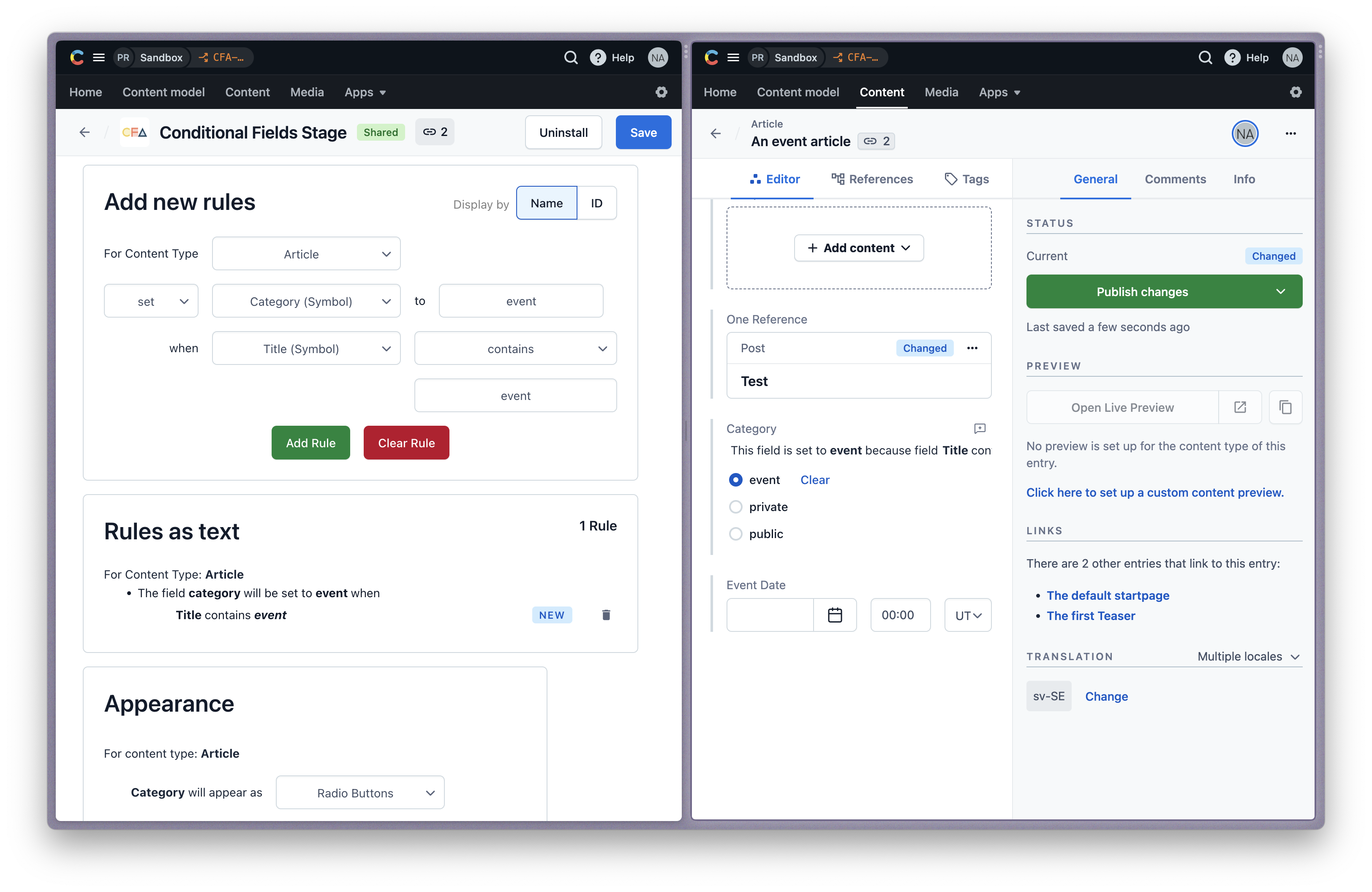 Conditional Fields App