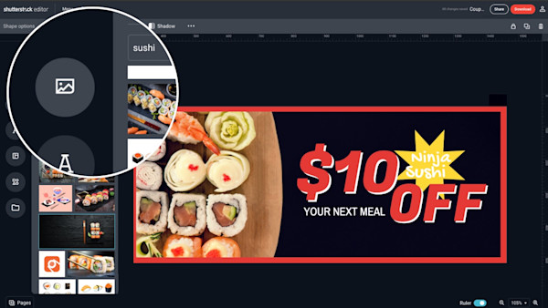 Create a coupon with the Free Editor - Shutterstock